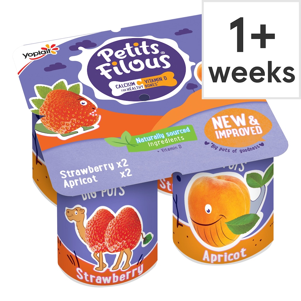 Petits Filous Apricot & Strawberry Fromage Frais 4X85g - Tesco Groceries