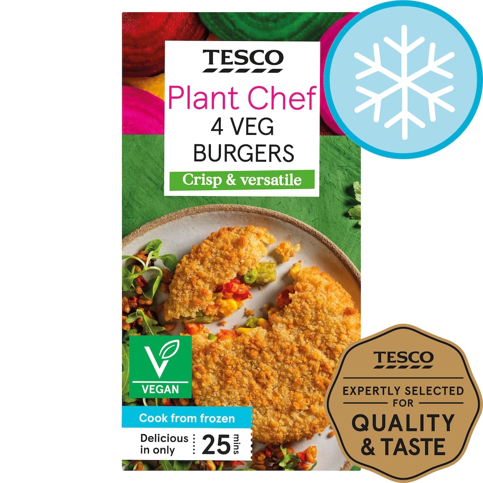 Tesco Plant Chef 4 Vegetable Burgers 454G - Tesco Groceries