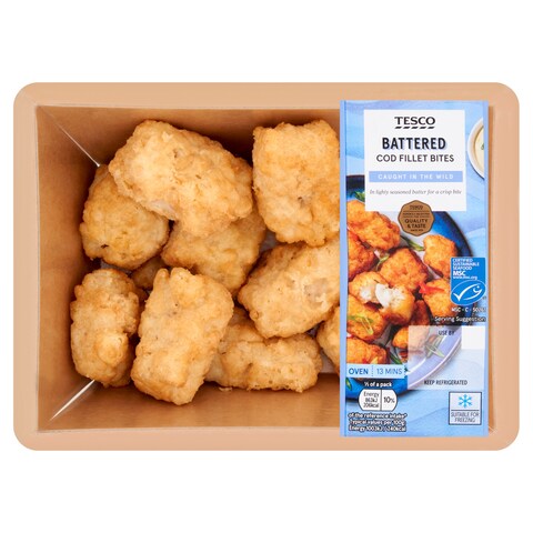 Tesco Battered Cod Fillet Bites 200G - Tesco Groceries