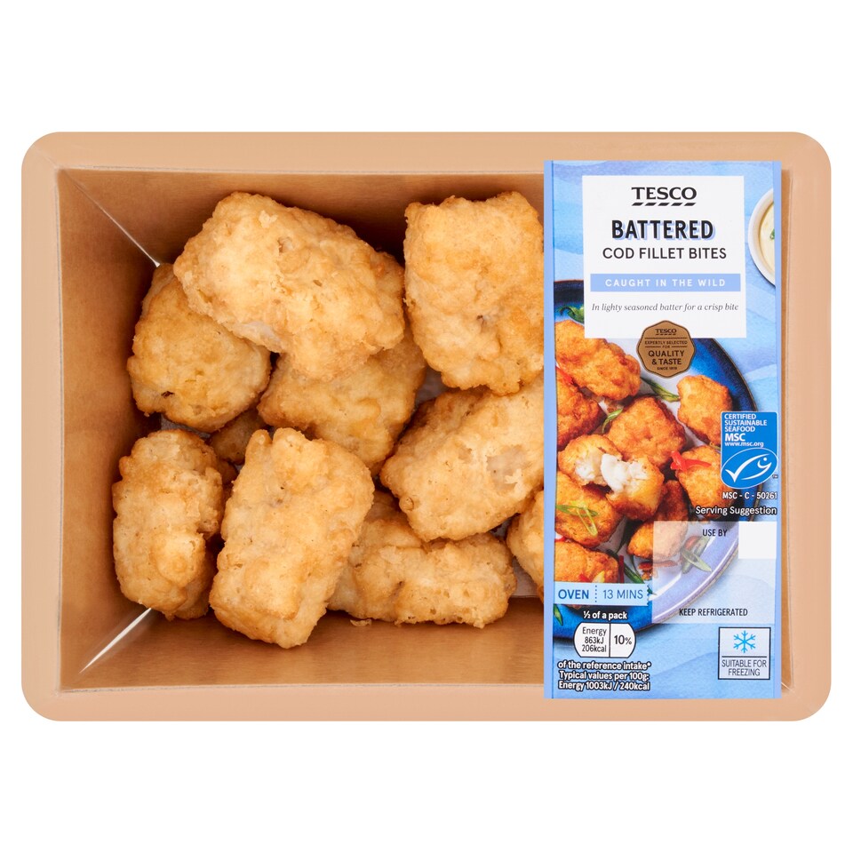 Tesco Battered Cod Fillet Bites 200G - Tesco Groceries