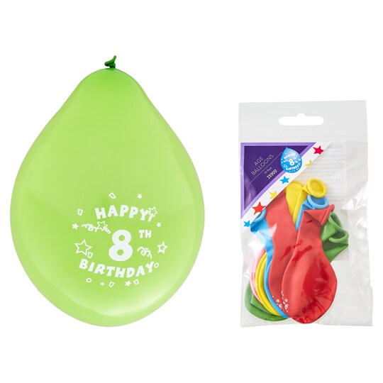 Tesco 10 Pack Happy Birthday Balloons Age 8 - Tesco Groceries