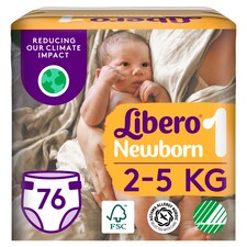 Libero Newborn Open Diapers, Size: 1, 2-5 kg, 76 pcs - Tesco Groceries