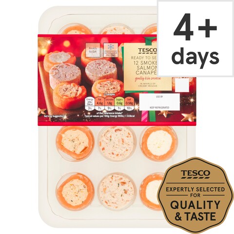 Tesco 12 Smoked Salmon Canapes 100G - Tesco Groceries