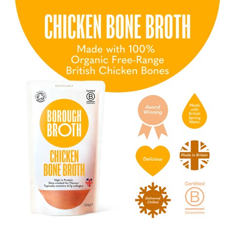 Borough Broth Free-Range Organic Chicken Bone Broth 324g - Tesco Groceries