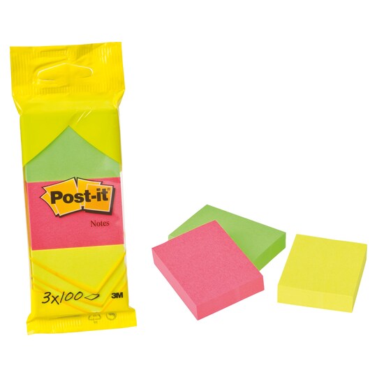 3M POST IT NOTES NEON TRIPLE PACK 38MM X 51MM - Tesco Groceries
