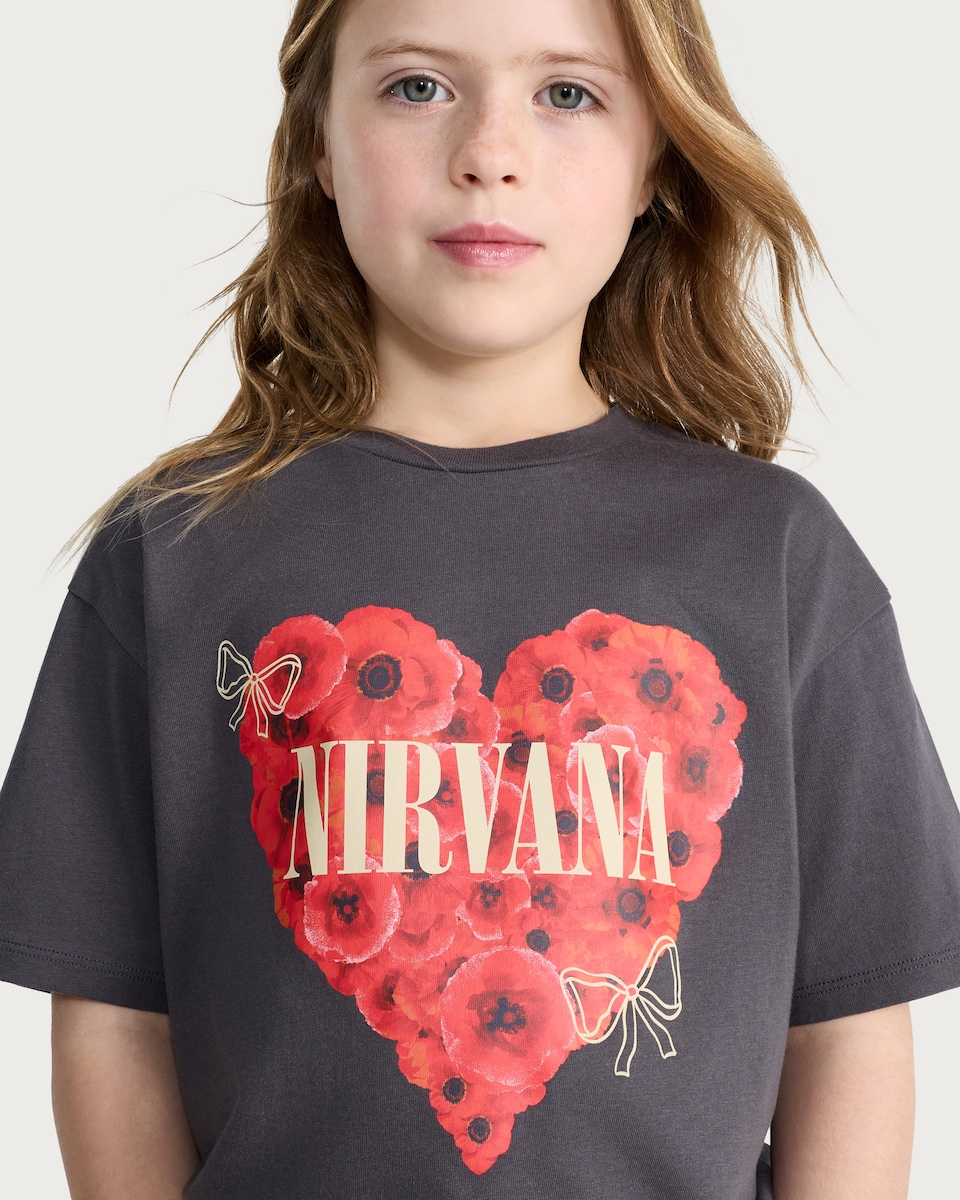 Nirvana Pure Cotton Heart Print Short Sleeved T-Shirt in Grey - Tesco ...