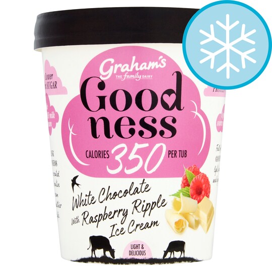 Grahams White Chocolate & Raspberry Ripple Ice Cream 450Ml - Tesco ...