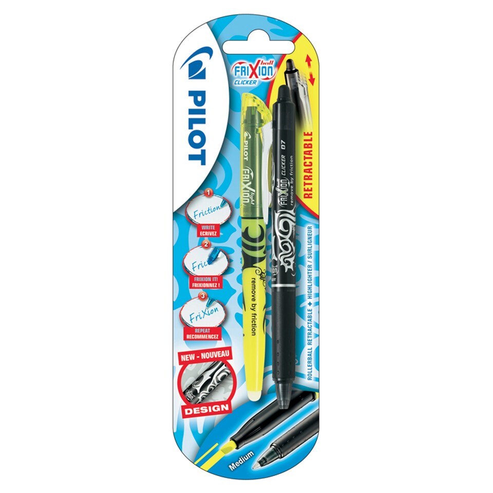 Frixion Clicker Black Plus Frixion Light Yellow 2 Pack - Tesco Groceries