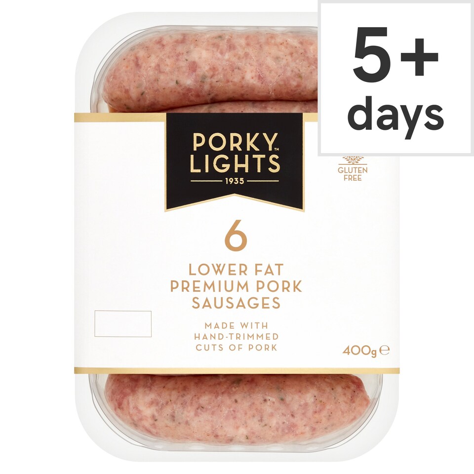 Porky Lights 6 Premium British Low Fat Pork Sausages 400G - Tesco Groceries