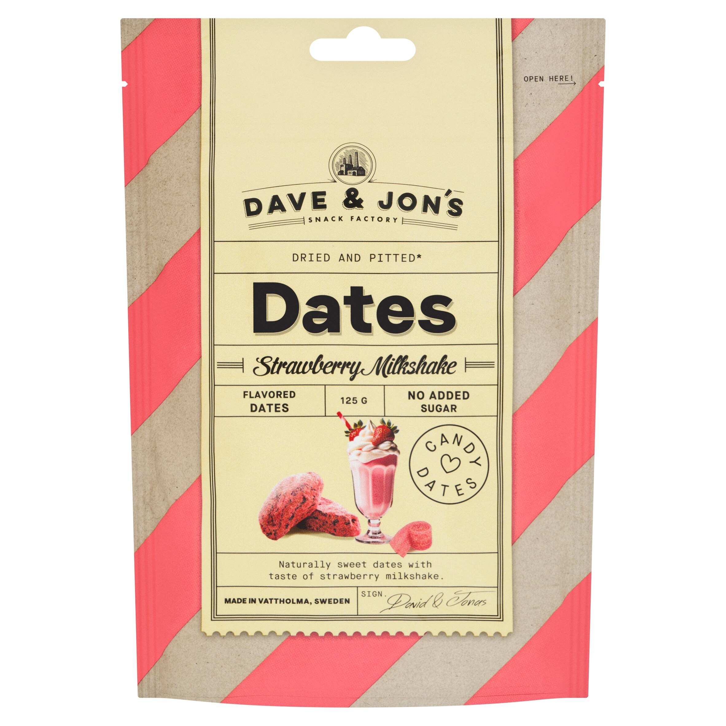 Dave & Jon's Strawberry Milkshake Flavoured Dates 125g - Tesco Groceries
