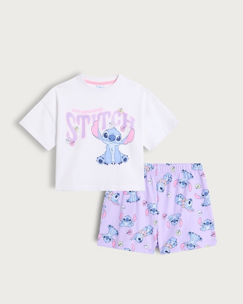 Disney Lilo & Stitch Busy Daydreaming Pyjama Set in White Multi - Tesco ...