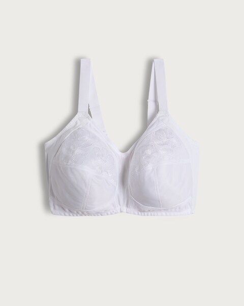 F&F Floral Embroidered Full Cup Bra in White - Tesco Groceries