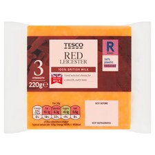 Tesco Red Leicester Cheese 220G - Tesco Groceries