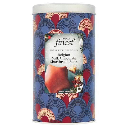 Tesco Finest Milk Chocolate Shortbread Stars 140G - Tesco Groceries