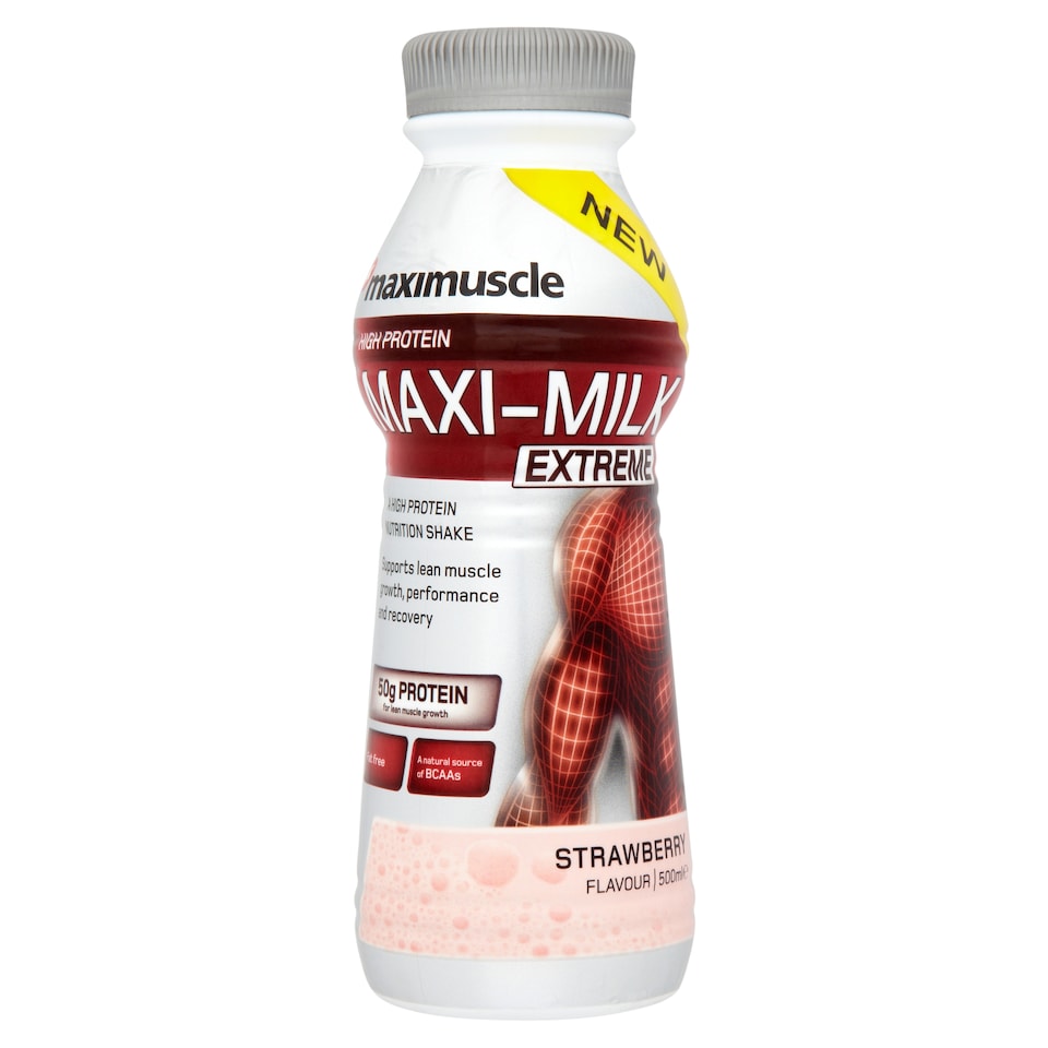 Maxi Milk Strawberry 500ml Bottle - Tesco Groceries
