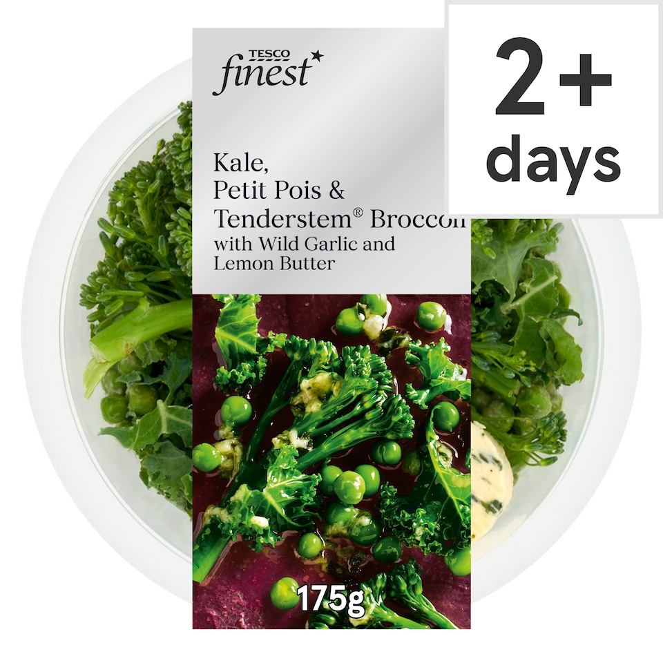 Tesco Finest Kale, Peas & Tenderstem Broccoli with Wild Garlic Butter ...