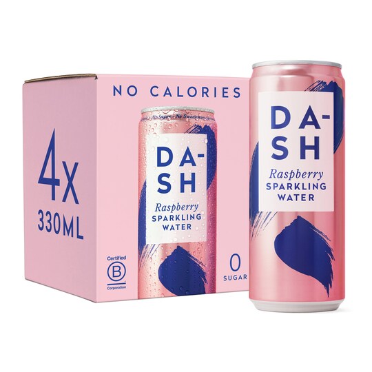 Dash Raspberry Infused Sparkling Water 4X330ml - Tesco Groceries