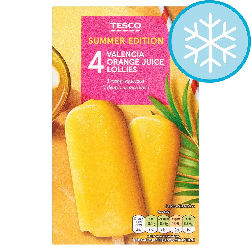 Tesco Valencia Orange Juice Ice Lollies 4x73ml - Tesco Groceries