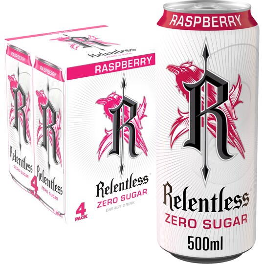 Relentless Zero Sugar Raspberry Energy Drink 4X500ml - Tesco Groceries