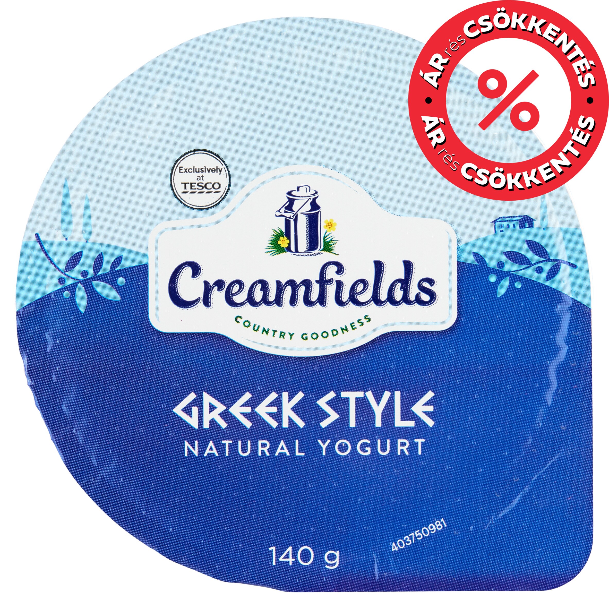 Creamfields Greek Style zsírszegény natúr joghurt 140 g - Tesco Groceries