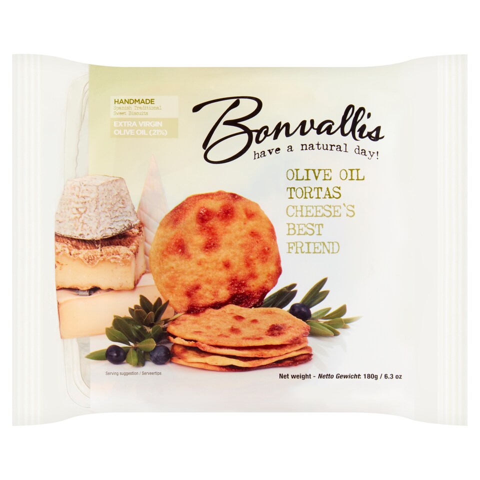 BONVALLIS OLIVE OIL TORTAS 180g - Tesco Groceries