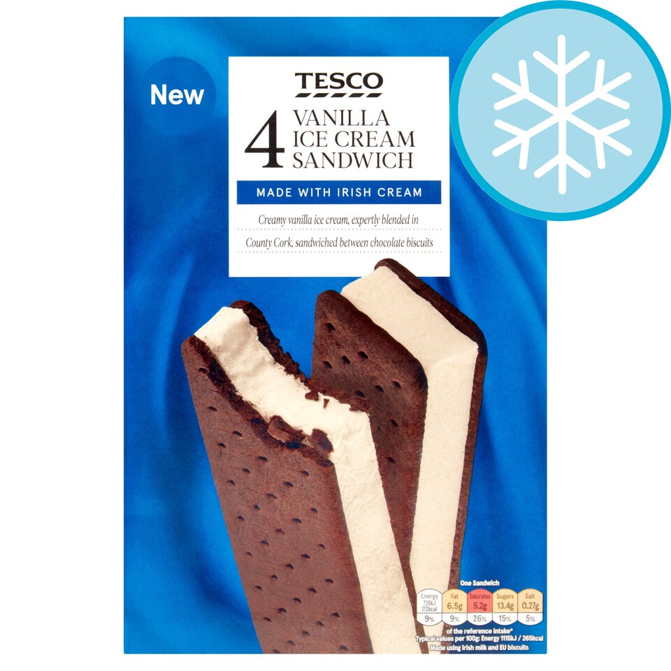 Tesco Vanilla Ice Cream Sandwich 4X65g - Tesco Groceries