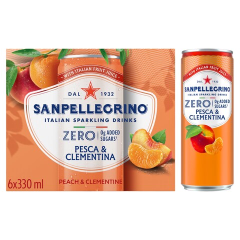 San Pellegrino Zero Peach & Clementine 6X330Ml - Tesco Groceries