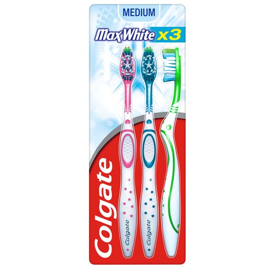Colgate Maxwhite Toothbrush Set Medium 3 Pack - Tesco Groceries