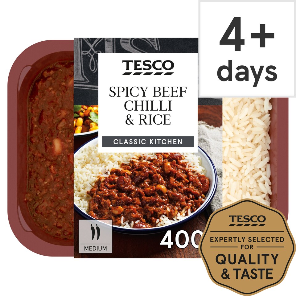 Tesco Spicy Beef Chilli & Rice 400G - Tesco Groceries