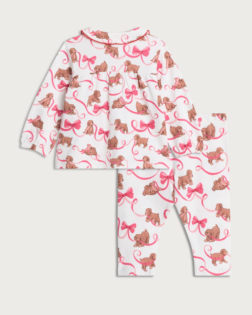 F&F Baby 2-Piece Pure Cotton Curtis The Dog Pyjama Set in White - Tesco ...