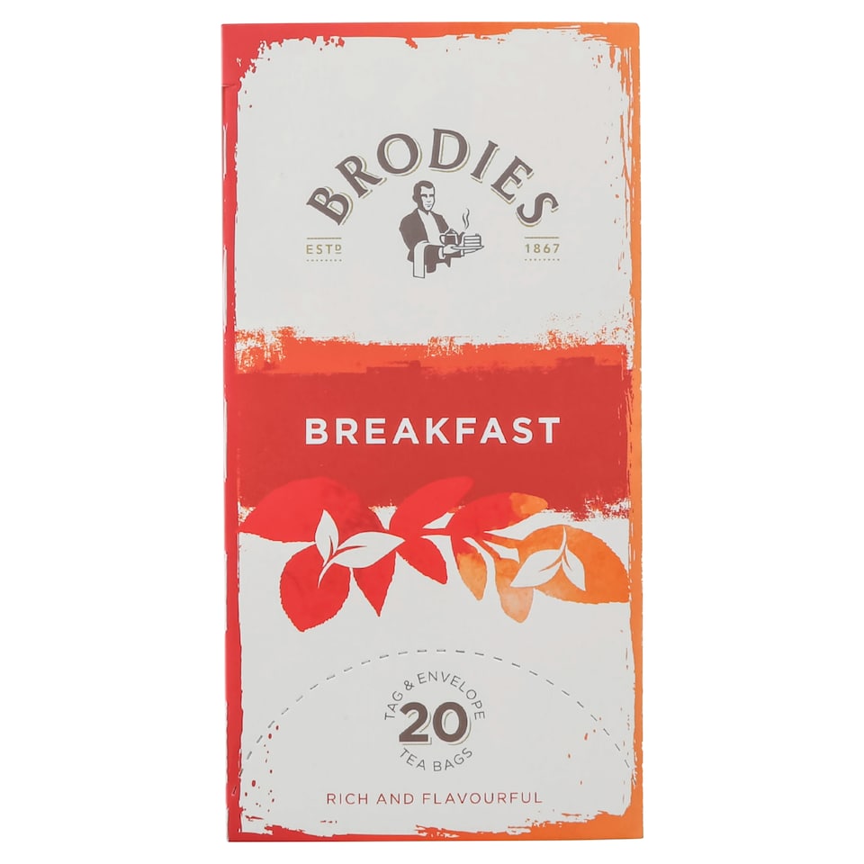 Brodies 20 Breakfast Tag & Envelope Tea Bags 40g - Tesco Groceries