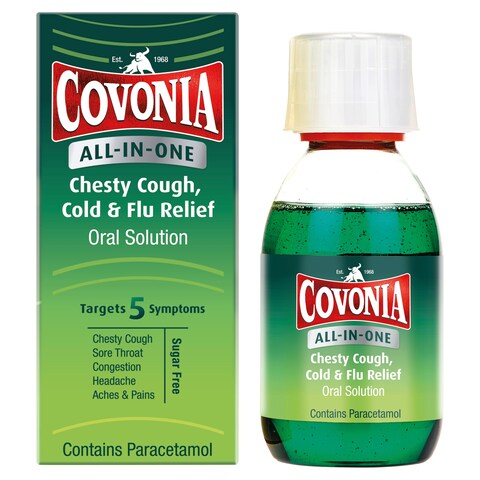 Covonia All-In-One Chesty Cough, Cold & Flu Relief Oral Solution 160ml ...
