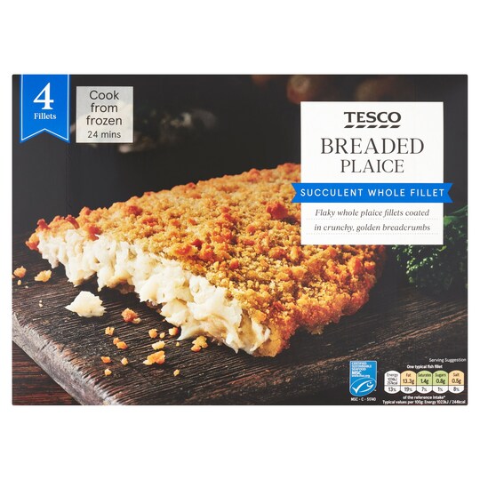 Tesco 4 Breaded Plaice Fillets 500G - Tesco Groceries