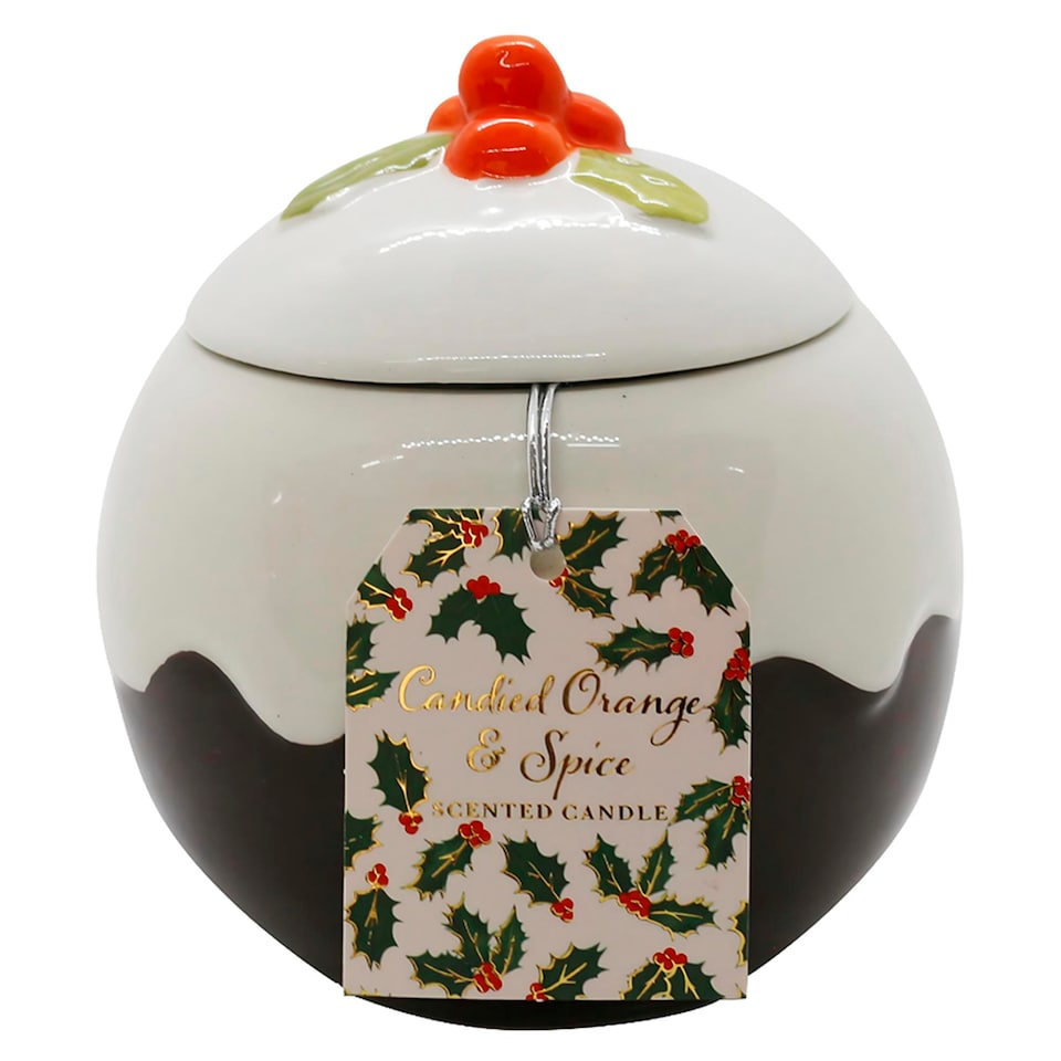 F&F Home Christmas Pudding Ceramic Candle 200g - Tesco Groceries