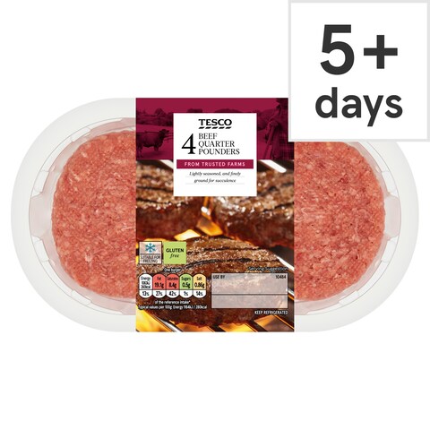 Tesco 4 Quarter Pounder Beef Burger 454g - Tesco Groceries