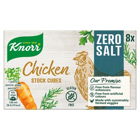 Knorr Salt-Free Chicken Soup Cubes 8 x 9 g (72 g) - Tesco Groceries