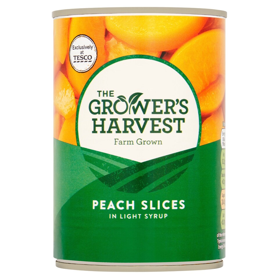 Grower's Harvest Peach Slices in Light Syrup 411g - Tesco Groceries