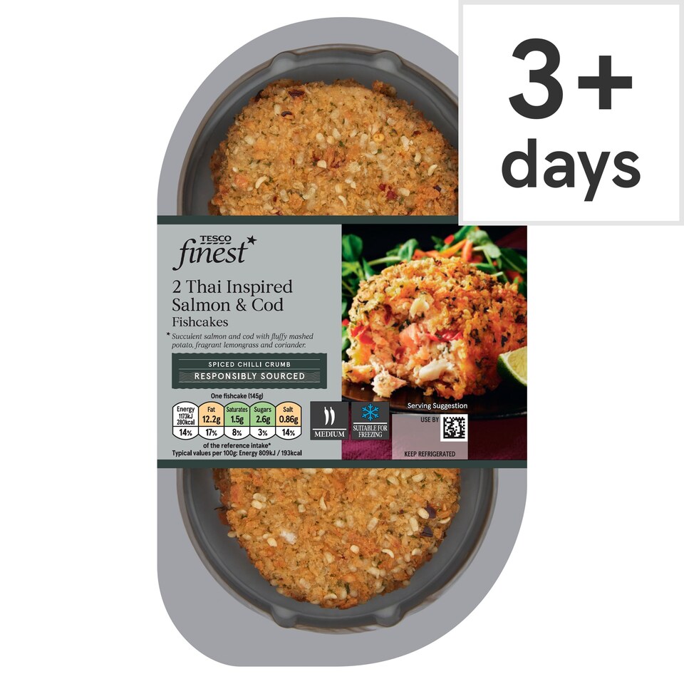 Tesco Finest 2 Thai Inspired Salmon & Cod F/Cakes 290G - Tesco Groceries