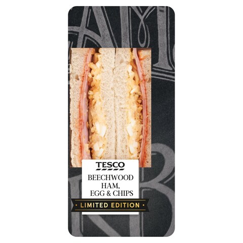 Tesco Limited Edition Beechwood Ham, Egg & Vinegar Chips Sandwich ...