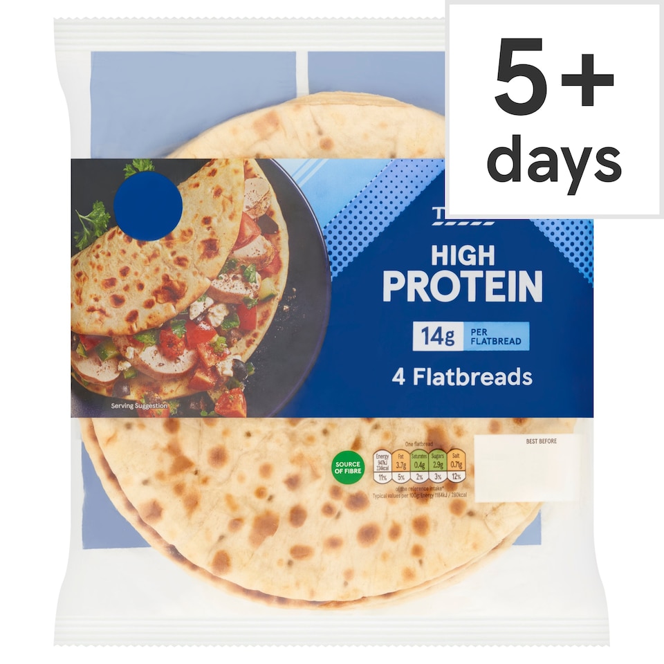 Tesco High Protein 4 Flatbreads 320G - Tesco Groceries