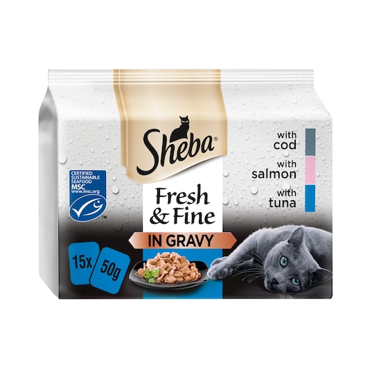 Sheba Fresh & Fine Fish Selection In Gravy 15X50g - Tesco Groceries
