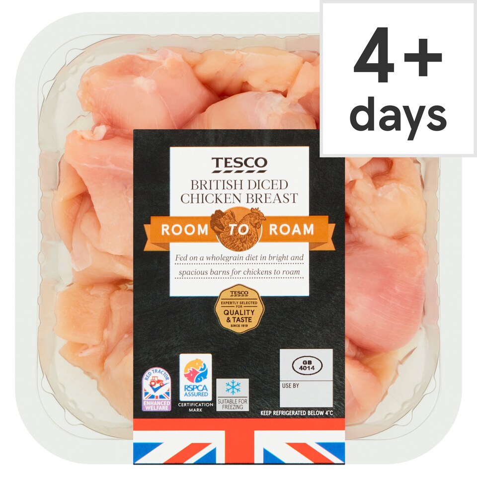 Tesco Room To Roam British Diced Chicken Breast 400G - Tesco Groceries