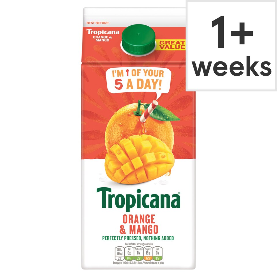 Tropicana Pure Orange & Mango Fruit Juice 1.5L - Tesco Groceries