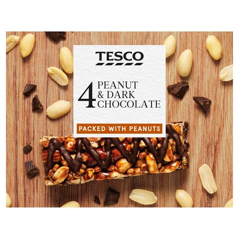 Tesco 4 Peanut & Dark Chocolate Cereal Bars 140G - Tesco Groceries