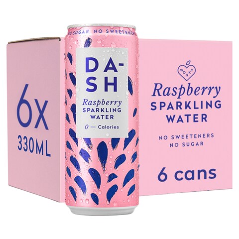 Dash Raspberry Sparkling Water 6X330ml. - Tesco Groceries