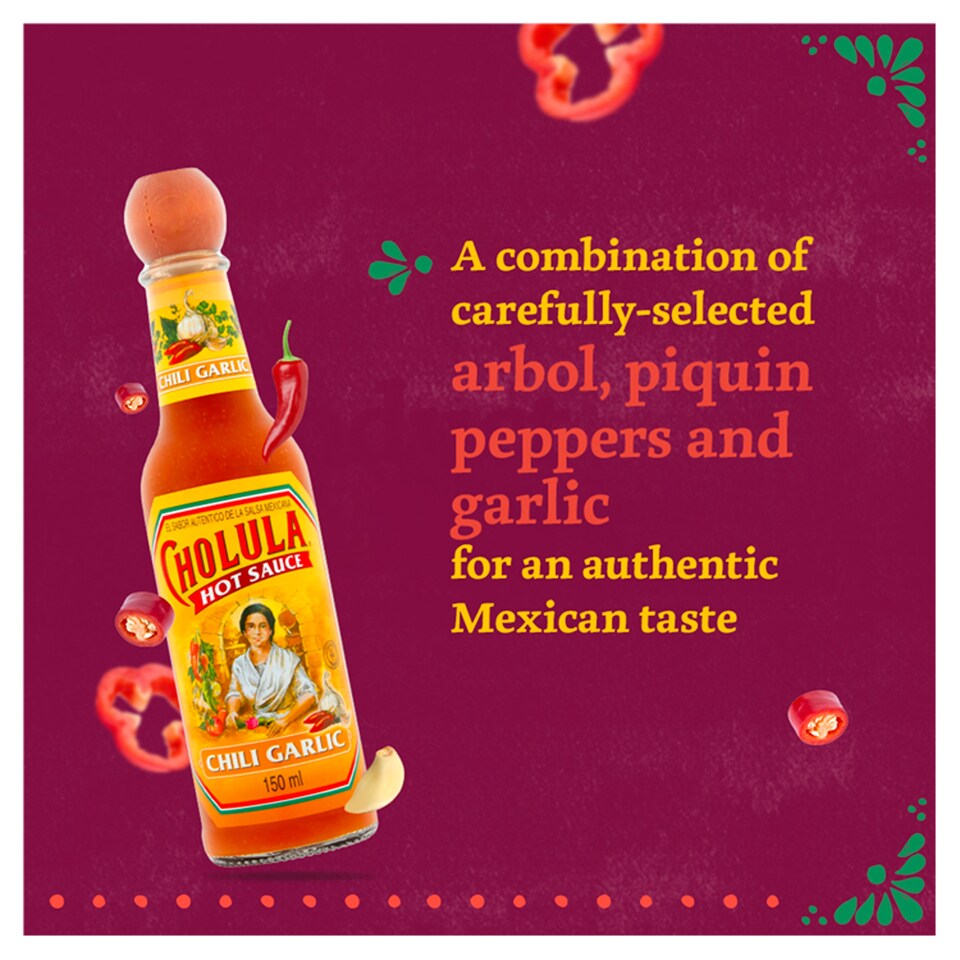 CHOLULA CHILLI GARLIC HOT SAUCE 150ML - Tesco Groceries