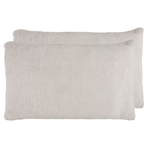F&F Home Bedding Silver Teddy Fleece Pillow Case Pair - Tesco Groceries