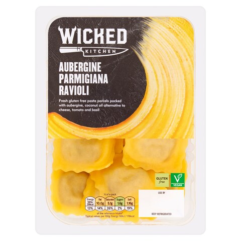 Wicked Kitchen Aubergine Parmigiana Ravioli 250g - Tesco Groceries