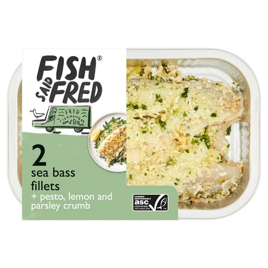 Fish Said Fred 2 Sea Bass Fillets Pesto Lemon 245G - Tesco Groceries