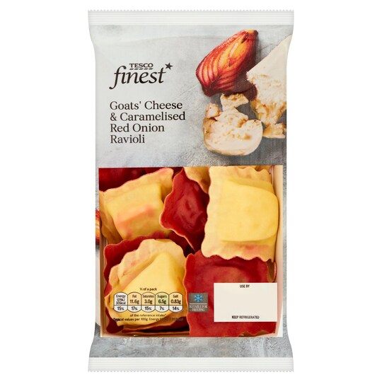 Tesco Finest Goat Cheese & Caramelised Red Onion Ravioli 250G - Tesco ...